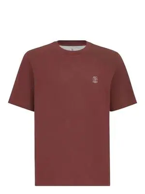 Brunello Cucinelli Cotton Jersey Crew-neck T-shirt With Logo - Red