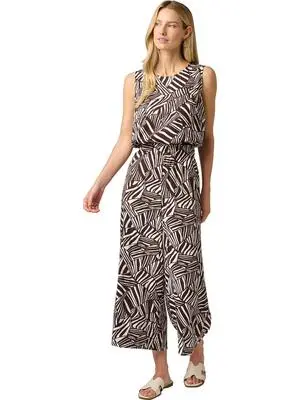 Adrianna Papell Cropped Wide Leg Pull-on Pants - Chocolate Patchwork Stripe