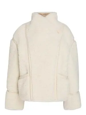 Maje Teddy Fleece Jacket With Synthetic Trims - Ivory