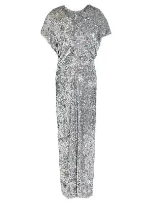 Maje Sequined Stretch-tulle Maxi Dress - Silver