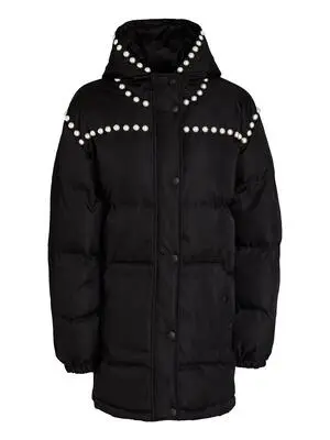Moschino Embellished Quilted Shell Hooded Jacket - Black