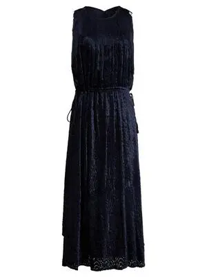 BY MALENE BIRGER Fringed Devoré-velvet Midi Dress - Navy