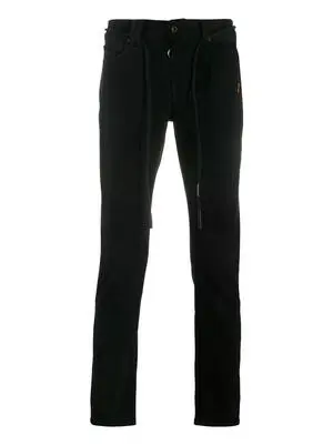 Off-White Drawstring Belt Slim-fit Denim Jeans - Black