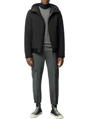 Peuterey Quilted Jacket With Striped Hem - Black