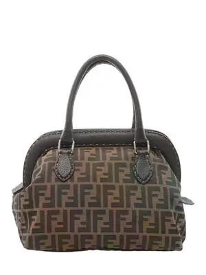 Fendi Zucca Canvas Frame Handbag - Brown