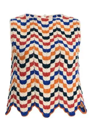 Escvdo Nieva" Crocheted Cotton Top - Multi