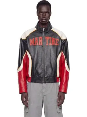 Martine Rose Superbowl Color-blocked Leather Jacket - Multicolor
