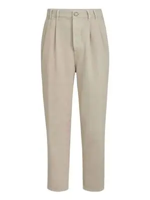 Brunello Cucinelli Garment-dyed Denim Trousers With Double Pleats - Neutrals