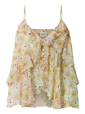 MARANT ETOILE MARANT ÉTOILE Briara Floral Print Chiffon Top Neutrals
