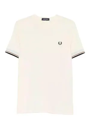 Fred Perry Logo-embroidered Striped-cuff T-shirt - Yellow
