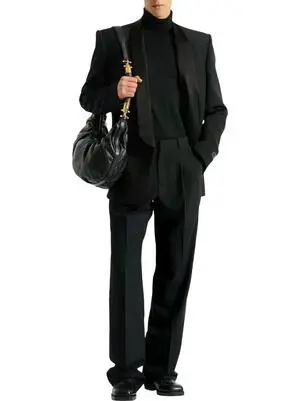 Balmain 2-button Jacket In Wool And Satin - Black