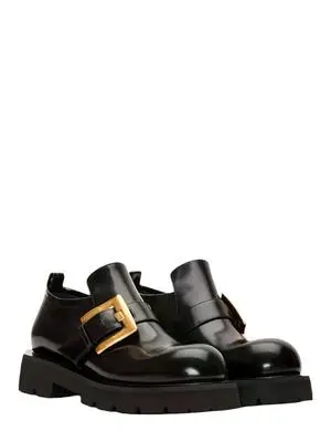Balmain Anthem Glazed Leather Loafers - Black