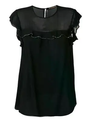 Saint Laurent Embellished Silk Blouse - Black