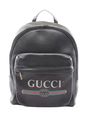 Gucci Logo Print Backpack - Black