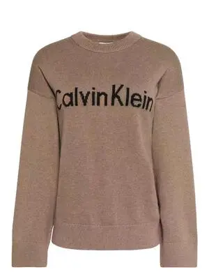 Calvin Klein Logo Intarsia-knit Sweater - Brown