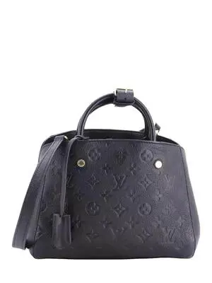LOUIS VUITTON Louis Vuitton Montaigne Monogram Empreinte Leather BB Satchel Blue
