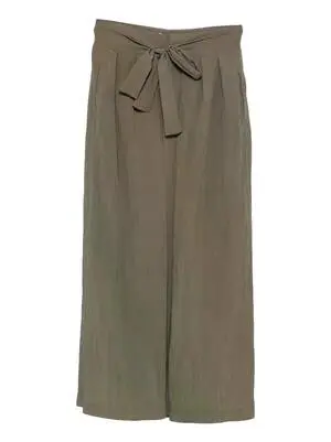 PSOPHIA Tie-waist Palazzo Pants With Crinkled Texture - Green