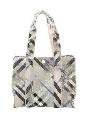Burberry Checked Tote Bag - Grey