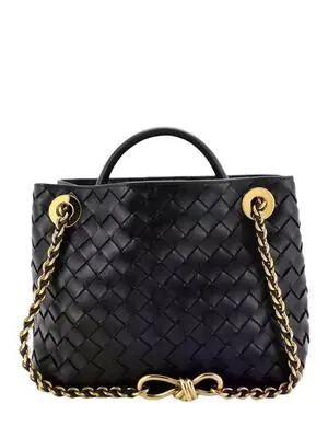 Bottega Veneta Andiamo Chain Top Handle Bag Intrecciato Nappa Small Satchel - Black