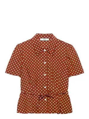 Prada Polka Dot Marocain Shirt - Brown
