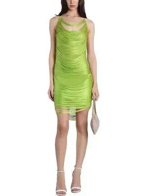David Koma Fringed Detail Mini Dress - Green