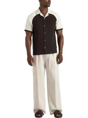 Manière De Voir Salim In /cream Contrast Raglan Shirt - Brown