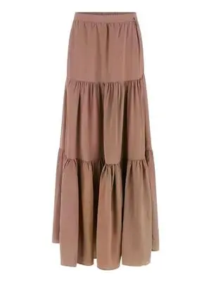 Guess Tiered Gathered Maxi Skirt - Brown