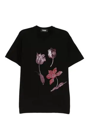 Yohji Yamamoto Floral-print T-shirt - Black