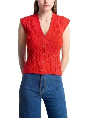 Tommy Hilfiger Cable-knit Button-up Cardigan - Red