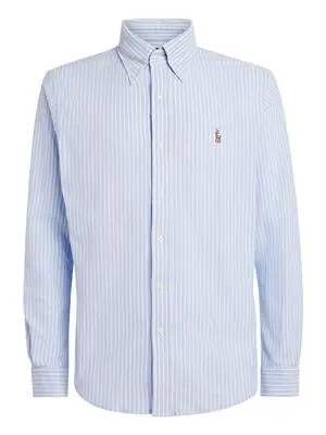 Polo Ralph Lauren Cotton Mesh Stripe Oxford Shirt - Blue