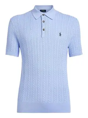 Polo Ralph Lauren Cable Knit Polo Shirt - Blue
