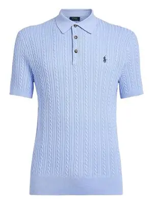 Polo Ralph Lauren Cable Knit Polo Shirt - Blue
