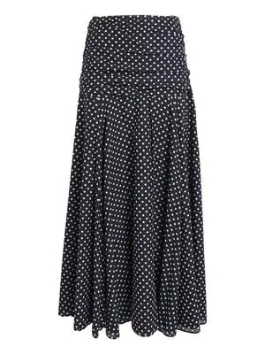 Charo Ruiz Ibiza Polka Dot Chiffon Maxi Skirt - Black