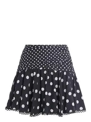 Charo Ruiz Ibiza Noira Mini Skirt With Polka Dots And Eyelet Hem - Black