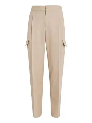 Isaia Cotton-silk Pleated Cargo Trousers - Beige