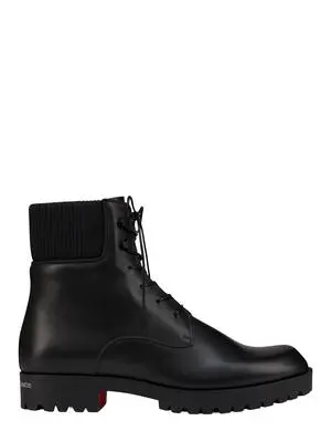 CHRISTIAN LOUBOUTIN Trapman Leather Lace-up Boots - Black