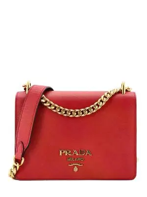 Prada Saffiano Leather Flap Bag - Red