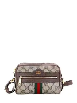 Gucci Ophidia Mini Shoulder Bag In Gg Coated Canvas - Brown