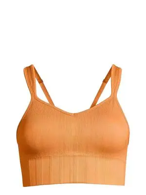 CASALL Ribbed-knit V-neck Sports Bra - Orange