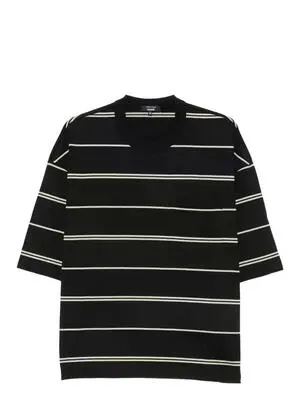 Comme Des Garçons Striped Patch-pocket T-shirt - Black