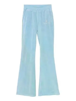 SPORTY & RICH X Juicy Couture Rhinestone Embellished Velour Track Pants - Blue