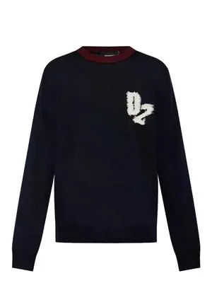 Dsquared2 College Logo-patch Wool Sweater - Blue