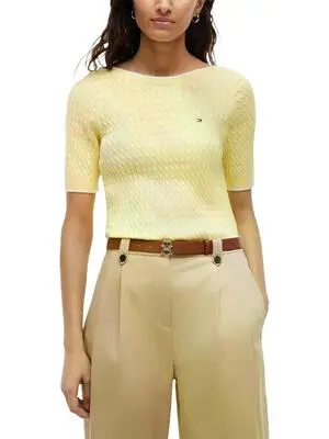 Tommy Hilfiger Cable-knit Short-sleeve Sweater - Yellow