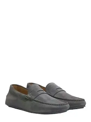 BOSS Suede Penny Loafers - Grey