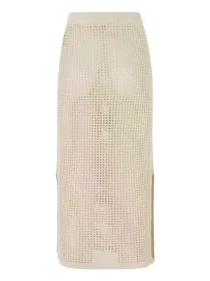 MC2 SAINT BARTH Darline Crochet-knit Midi Skirt - Neutrals