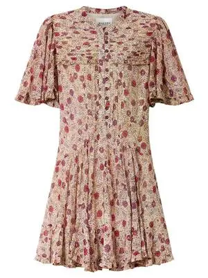 MARANT ETOILE Daynia Dress Ecru Floral Print - Neutrals
