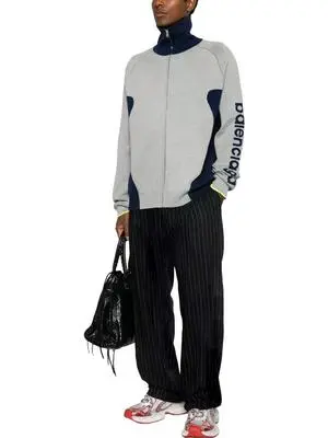 Balenciaga Balenciaga Jacquard Knit Color-Block Jacket Grey