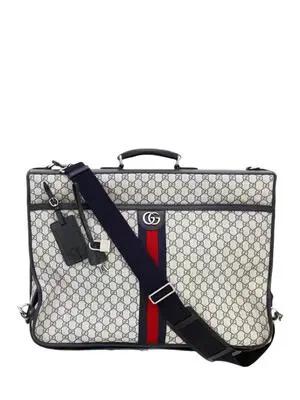 Gucci Savoy Garment Bag Gg Coated Canvas Satchel - Blue