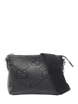 Gucci Small Jumbo Gg Leather Messenger Bag - Black