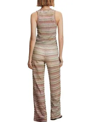 Veronica Beard Rhett Crochet Knit Tank Top - Neutrals
